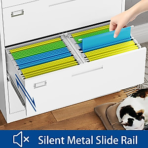 Fesbos Lateral File Cabinet with Lock, 2 Drawer Large Metal Filing Cabinet,Home Office Lockable Storage Cabinet for Hanging Files Letter/Legal/F4/A4 Size-Assembly Required