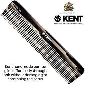 Kent 16T Fine Tooth Comb and Wide Tooth Comb for Hair, Kent Beard Comb and Mustache Comb for Hair Styling, Travel Comb Grooming for Men and Women