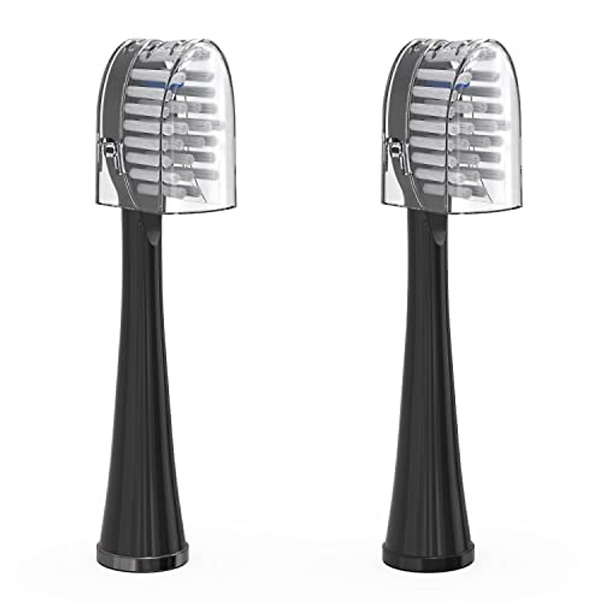 Waterpik Full Size Replacement Brush Heads with Covers for Toothbrush SFFB-2EB, 2 Count Black & Whitening Water Flosser Refill Tablets (30 Count) - Only for The Whitening Flosser