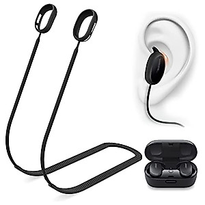 Miimall Lanyard Compatible for Bose QuietComfort Earbuds Strap, [Anti-Lost][Soft Silicone] Straps for Bose QuietComfort Earbuds (Black)