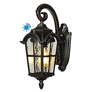 DEWENWILS Dusk to Dawn Outdoor Wall Light Fixture Wall Mount, Black Roman 17.7" H Exterior Wall Lantern Porch Light, Waterproof Outdoor Wall Sconce Lighting Lamp for House Garage Doorway, ETL Listed