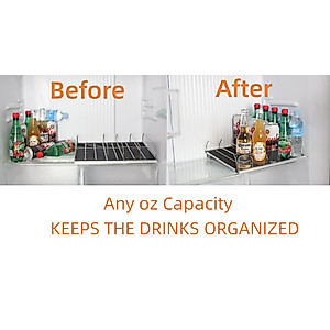 Soda Can Organizer for Refrigerator Any Width Ajustable (12-64oz) Gravity Fed Glide Drink Bottle Dispenser for Fridge Beer Beverage Dispenser, Storage for Refrigerator Pantry and More(1 Pack)