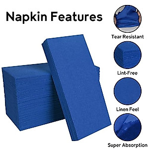 100 Pack Navy Blue Napkins Disposable Linen Feel Guest Towels, Cloth Like Dinner Napkins Absorbent Paper Napkins Disposable Hand Towels for Bathroom, Dinner, Wedding, Party, Events