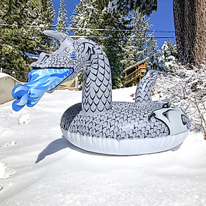 GoFloats Winter Snow Tube - Inflatable Sled for Kids and Adults (Choose from Unicorn, Disney's Frozen, Ice Dragon, Polar Bear, Penguin, Flamingo)