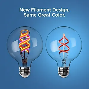 Feit Electric 60 Watt Equivalent Smart Filament Globe Bulb, Spiral Filament WiFi Dimmable, Works with Alexa and Google Assistant No Hub Required, G30 Vanity LED Smart Light Bulb G3060/RGBW/FIL/AG