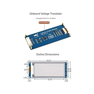 Three Color 2.9inch E-Ink Display Module (B), 296x128 Resolution 3.3V/5V E-Paper Epaper Display Screen Red Black White Tri-Color Compatible with Raspberry Pi/Arduino/STM32,SPI Interface, Full Refresh