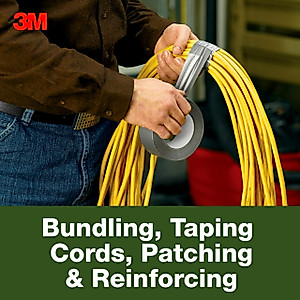 3M Utility Duct Tape, 3 Rolls, 1.88" in x 50 yd, Strong Adhesive, Adheres to Multiple Surfaces, Hand-Tearable, Silver Color Tape, Sticks Instantly, Perfect for Home & Shop Use (1950-3PK)