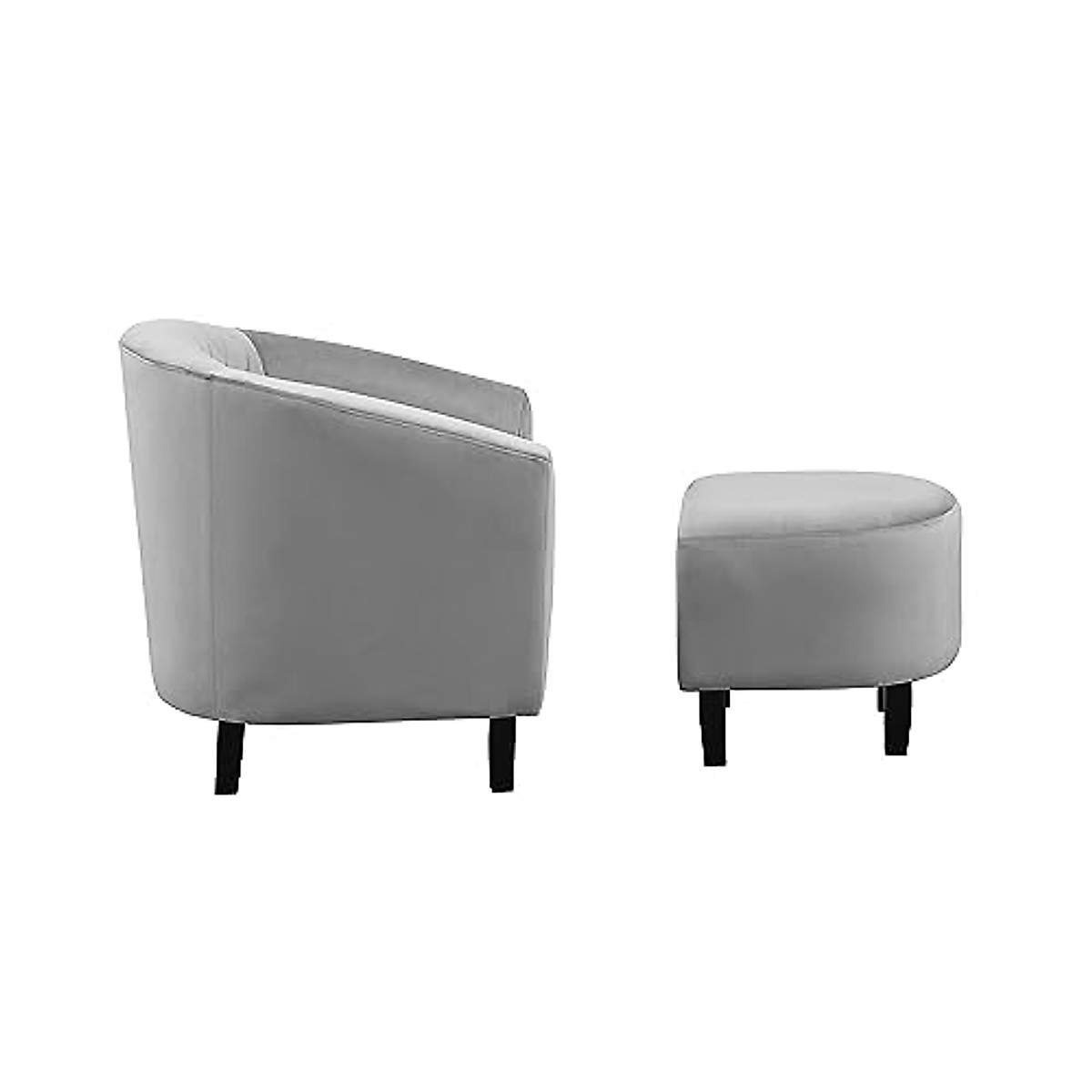 Urban Home Furniture Wesley Tub, Barrel, Accent Chair, Ottoman, Footrest, Grey