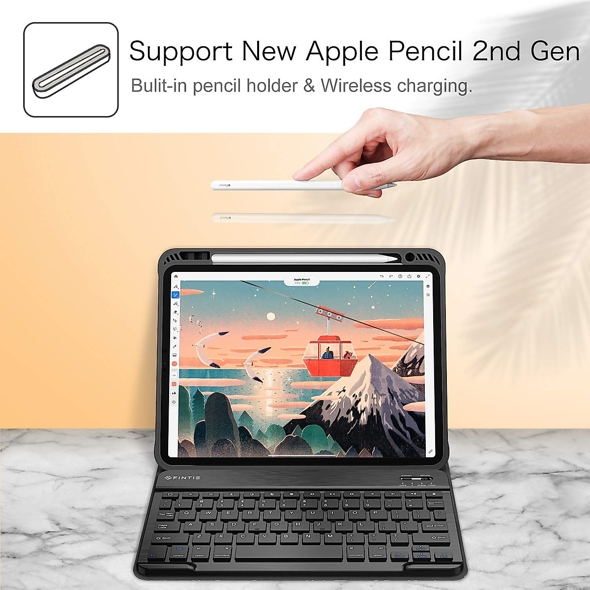 Fintie Keyboard Case for iPad Pro 11-inch (4th / 3rd Generation) 2022/2021 - Soft TPU Back Cover with Magnetically Detachable Bluetooth Keyboard, Also Fit iPad Pro 11" 2nd / 1st Gen, Composition