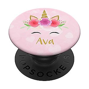 Ava Personalized Name Unicorn Pop Socket Gift For Girls PopSockets PopGrip: Swappable Grip for Phones & Tablets