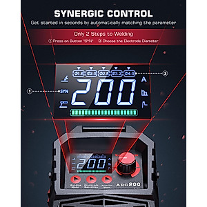ARCCAPTAIN Stick Welder, [Large LED Display] 200A ARC/Lift TIG Welding Machine with Synergic Control, IGBT Inverter 110V/220V Portable MMA Welder Machine with Hot Start, Arc force and Anti-Stick