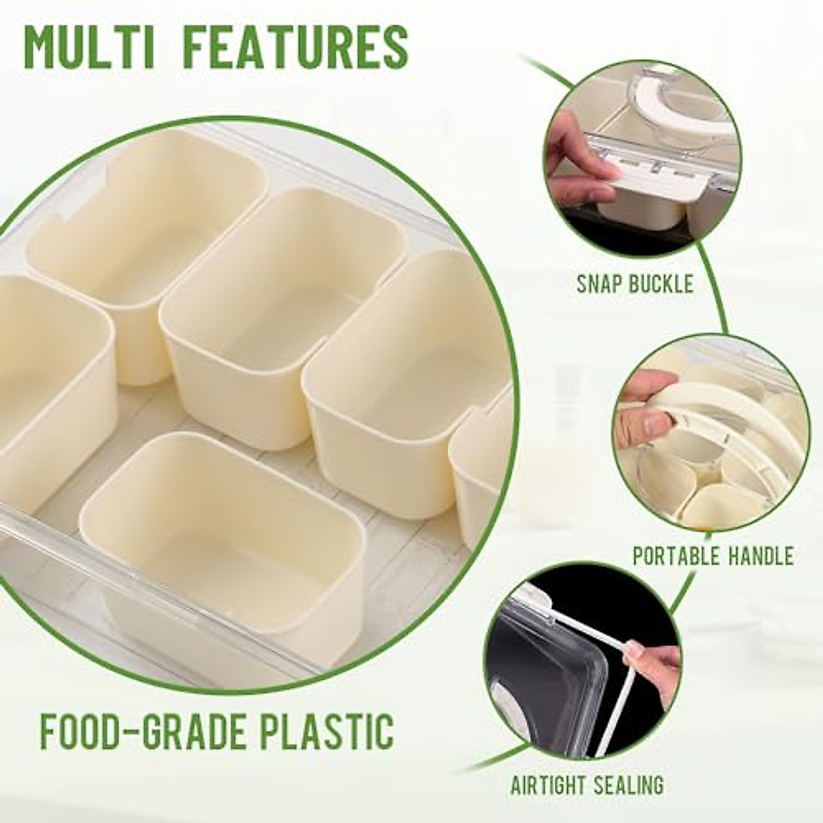 Ztaussi Snack Containers, 1pc Snackle Box Charcuterie Container 8 Compartment Divided Serving Tray with Lid and Handle,Portable Snack Platters Travel Food Organizer (1pc(8 Compartment))