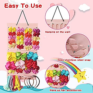 Hair Bow Holder for Girls Hair Clips Hanging Storage Women Headbands Hair Tie Wall Hanging Display Baby Bow Hair Accessories Organizer for Door Closet Room Wall (35 * 66cm/13.7 * 25.9in)