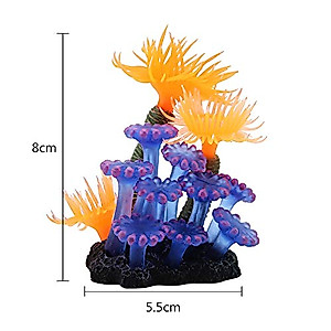 TOPINCN Artificial Coral, Simulation Plant Luminous Silicone Coral Sea Anemone for Fish Tank Landscape Decoration Aquarium Ornaments