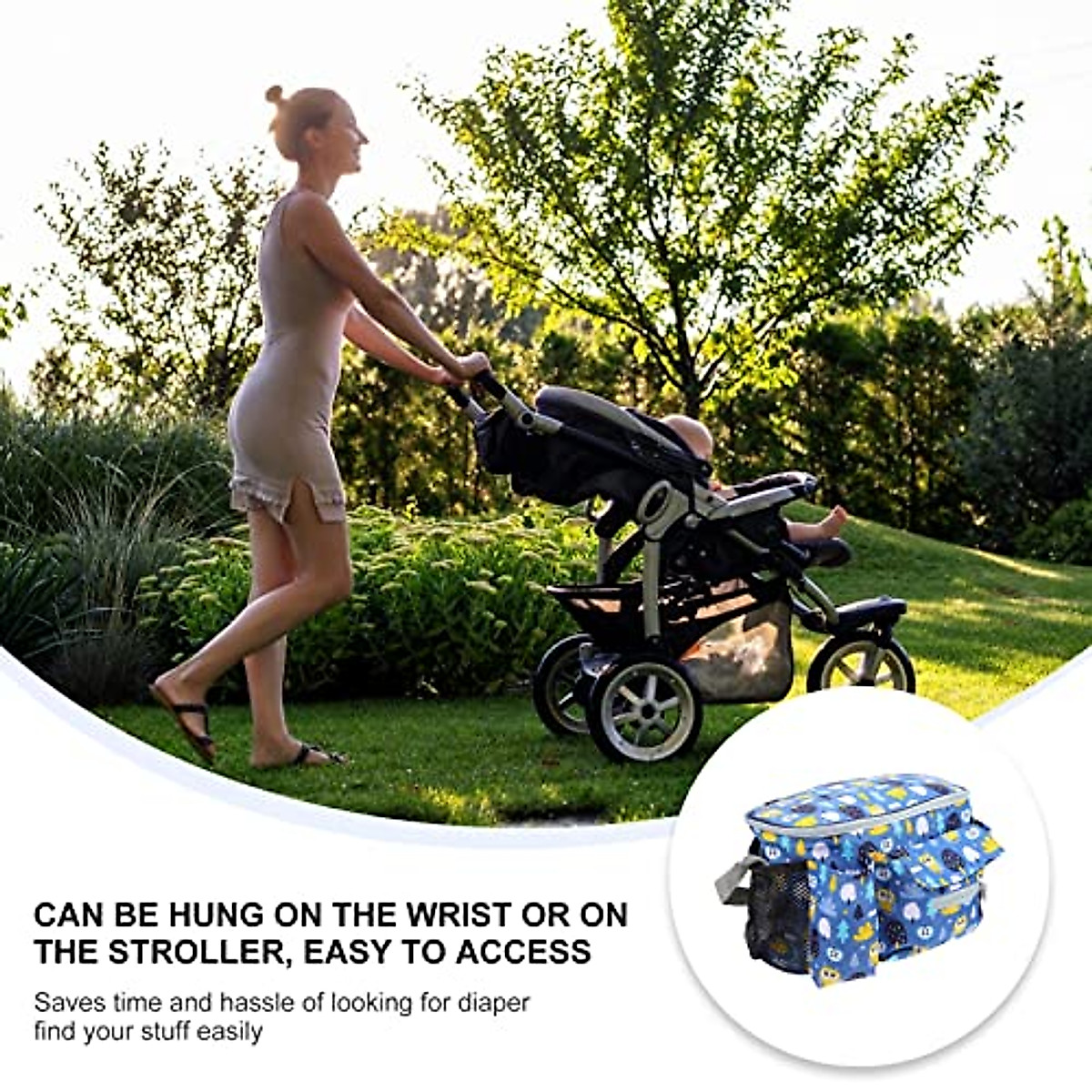 Kisangel Stroller Cartoon Pattern Mummy Infants Owl Holders Storage Attachments Straps Ster Nursery Universal Bag Newborns Diaper Organizer Caddy Baby Nappy Cradle Container Pouch