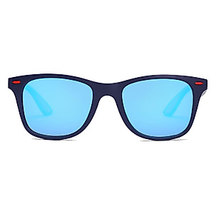 SOJOS Polarized Sports TR90 Sunglasses for Running Cycling Fishing Golf Driving SJ2101 with Matte Blue Frame/Blue Mirrored Lens