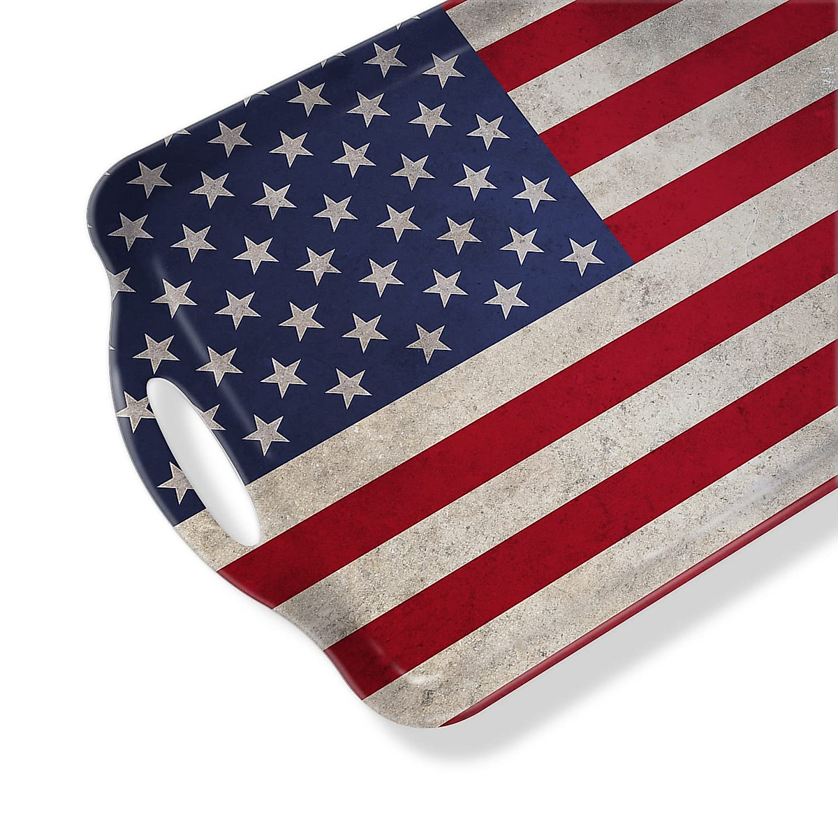 Serving Tray Decorative Tray with Handles Multi-Purpose Rectangular Serving Trays for Restaurant, Parties, Coffee Table, Kitchen - American Flag