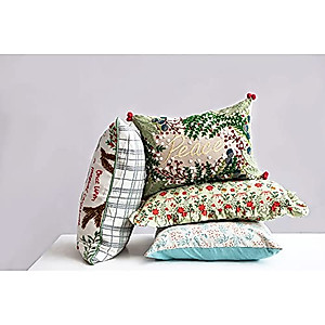 Creative Co-Op Cotton Printed Lumbar Pillow with Floral Pattern and Ruffle, Multicolor