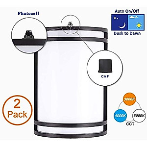 CLOUDY BAY Dusk to Dawn LED Outdoor Wall Sconce,3000K /4000K /5000K Adjustable,15W Porch Light,Oil Rubbed Bronze,2 Pack