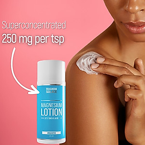 Magnesium Lotion – Super Concentrated – Made with Aloe and Shea – For Leg Cramps, Sore Muscles & Joints, Rejuvenation – Safe for Kids, Made in the USA (Chamomile & Lavender)