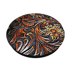 Cute Western Cowgirl Tooled Pattern PopSockets Grip and Stand for Phones and Tablets