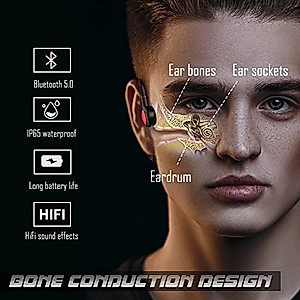 Mosonnytee Bone Conduction Headphones Open Ear Workout Headphones with Microphone IPX5 Waterproof Bluetooth Headset for Cell Phones Hand-Free