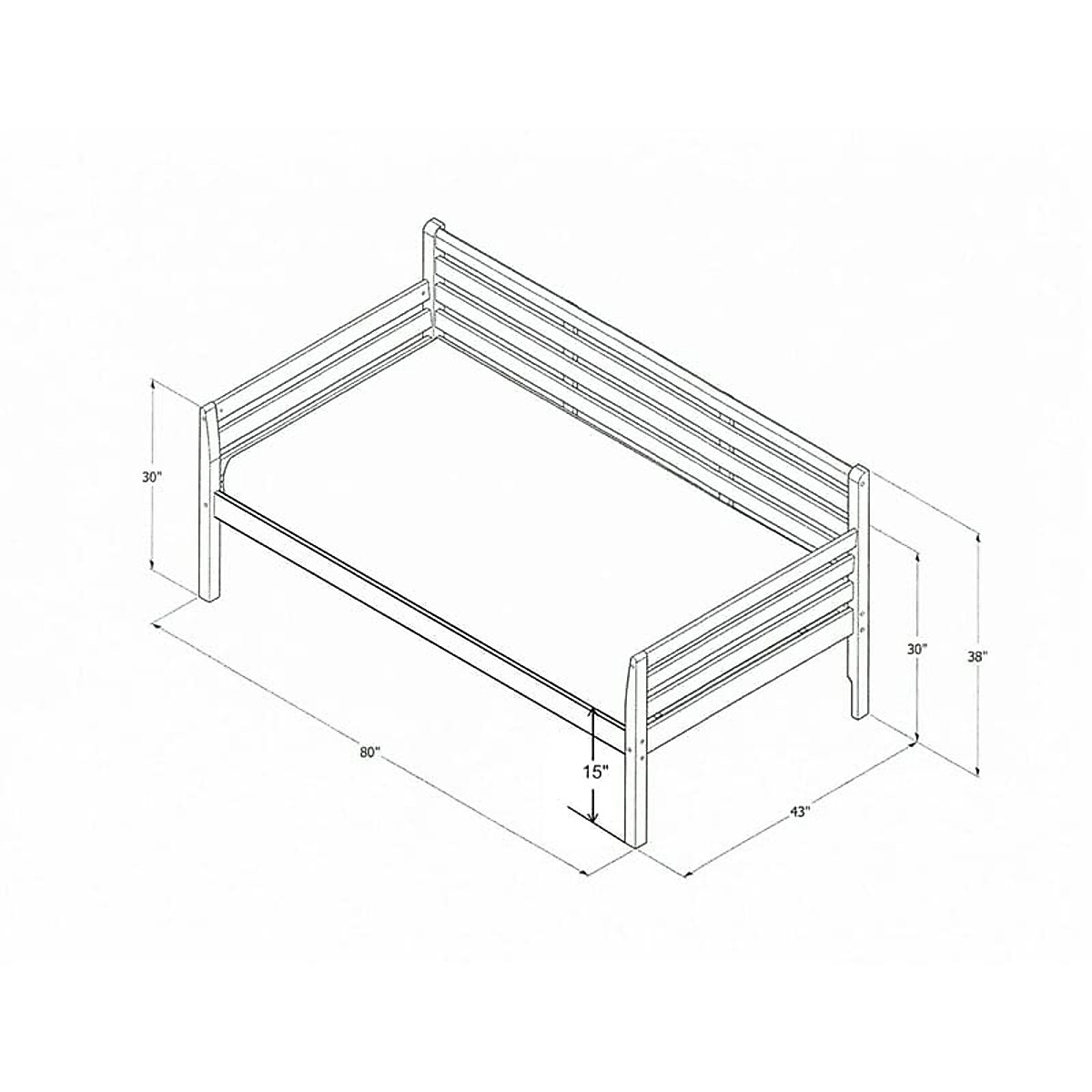 Kodiak Furniture Boho Daybed, Twin, Rustic Walnut Finish