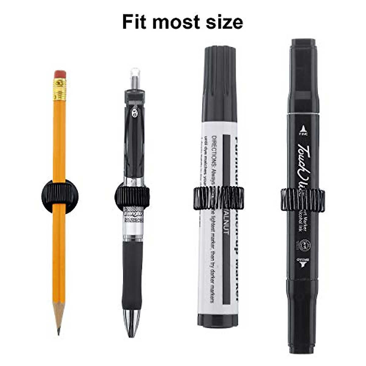 Pen Holder Clips Manganese Steel Pen Holder Self Adhesive Pen Pencil Organizer with Adjustable Spring Loop for Refrigerator Whiteboard Erase Board and Bulletin Board Map (10)