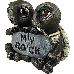 DWK - Rock Solid Love - Adorable Romantic Turtle Couple Two-Piece Figurine Best Friends Lovers Collectible Valentine's Day Gifts Office Desk Statue Home Decor Patio Garden Accent, 5.5-inch