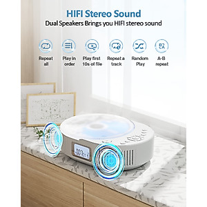 CD Player Portable, FELEMAN Upgraded Boombox CD Player & Bluetooth Speaker 2 in 1 Combo, Rechargeable Portable CD Player for Car/Home with Remote Control, FM Radio, Support AUX/USB, Headphone Jack