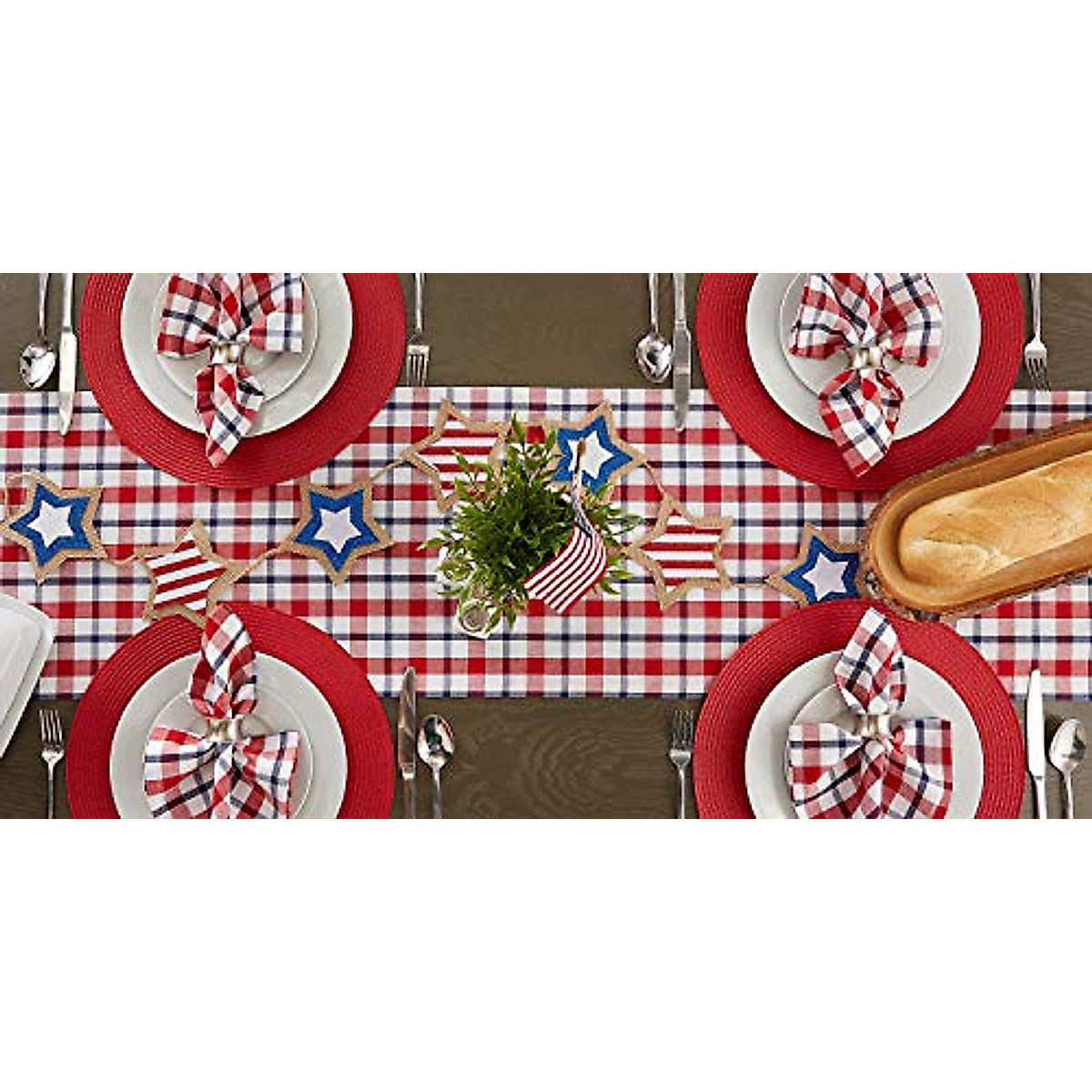 DII Classic Woven Tabletop Collection, Indoor/Outdoor Placemat Set, Round, 15" Diameter, Tango Red, 6 Piece