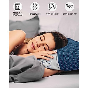 Edwiinsa Navy Blue Plaid Pillow Covers Standard Size Set of 2 20x26 Bed Pillow, Farmhouse White Live Love Laugh Plush Soft Comfort for Hair/Skin Cooling Pillowcases with Envelop Closure