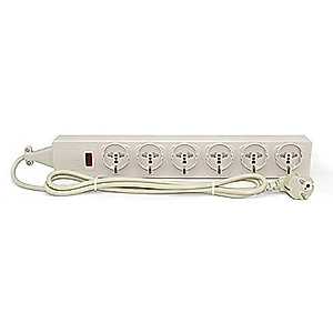 Ceptics PS-6U European Power Strip 6 Schuko Outlet Cord Heavy Duty - Built in Surge Protector