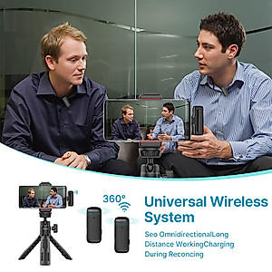 ULANZI J12 Wireless Lavalier Microphone for USB C Phone, 2-in-1 Plug-Play Mic with Charging Case for Phone Video Recording Interview Youtubers Vloggers, 65ft Transmission Range