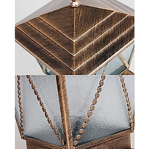 Lights Outdoor Outdoor Waterproof IP65 Patio Post Lamp External Quality Aluminum Square Pillar Column Light Hammering Glass Lantern Victoria Antirust Rainproof Glass Shade Porch Streetlight Surface Mo