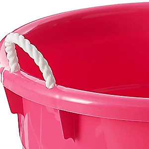 Homz 0402PKDC Stackable Plastic 18 Gallon Utility Storage Container Bucket Tubs with Rope Handles, Pink, Set of 2 Buckets