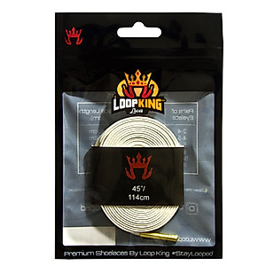 Loop King Laces 1 Pair Luxury Leather White Shoe Laces with Gold Tips - 45 Inch