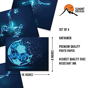 Soccer Wall Art Prints - Set of 4 (8x10) Unframed Soccer Posters - Soccer Room Decor For Men Kids Teenagers - Soccer Poster Set For Bedroom Man Cave - Soccer Wall Decor - Soccer Boys Bedroom Decor - X-Ray