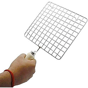 Satre Online And Marketing Wooden Sqaure Roasting Net,Stainless Steel Wire Roaster,Wooden Handle Round with Roasting Net,Roasting Net,Square Roasting Net,Papad Jali,Roti Jali,Roaster