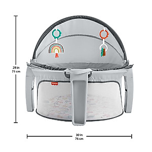 Fisher-Price Portable Baby Bassinet and Travel Play Area with 2 Toys, Indoor or Outdoor Use, On-The-Go Baby Dome, Whimsical Forest, HMV24