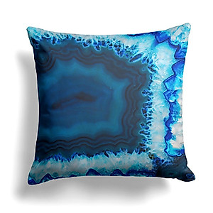 iiRov Summer Design Ink-Fuzed Decorative Throw Pillow - Vivid Blue Agate Crystal