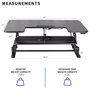 VIVO Black Electric Motor Height Adjustable 42 inch Stand up Desk Converter, Sit to Stand Tabletop Dual Monitor Riser with USB Port, DESK-V000VLE