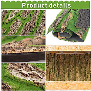 PINVNBY Cork Terrarium Background,Reptile Bark Backdrop Wall Decor and Artificial Moss for Gecko,Lizard,Tortoise,Chameleon (2 Pack)