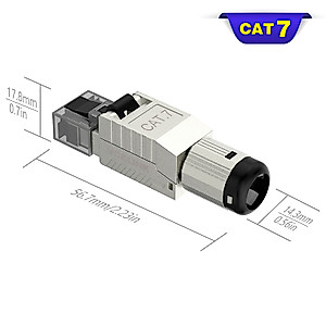 VCELINK RJ45 Cat7 Connectors 2-Pack, Tool-Free Zinc Alloy Shielded Ethernet Termination Plugs for 23AWG SFTP Cables, 10G Easy Internet Plug, Fast Field Installation