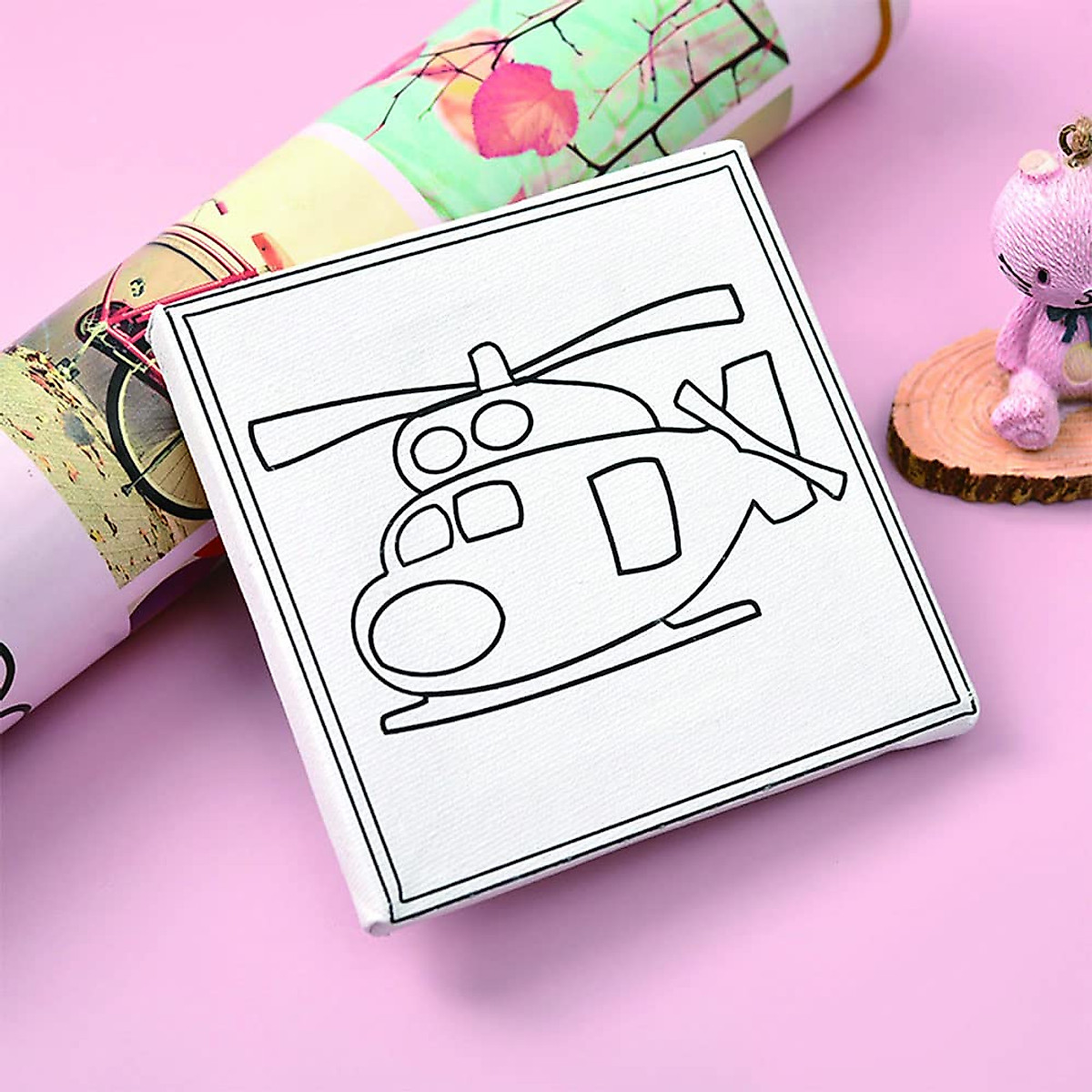 Mini Canvas Picture Frames 4x4 Inch 12 Pack, Stretched Small Canvas for Painting, Painting Canvas Square Canvas, Crafts for Kids