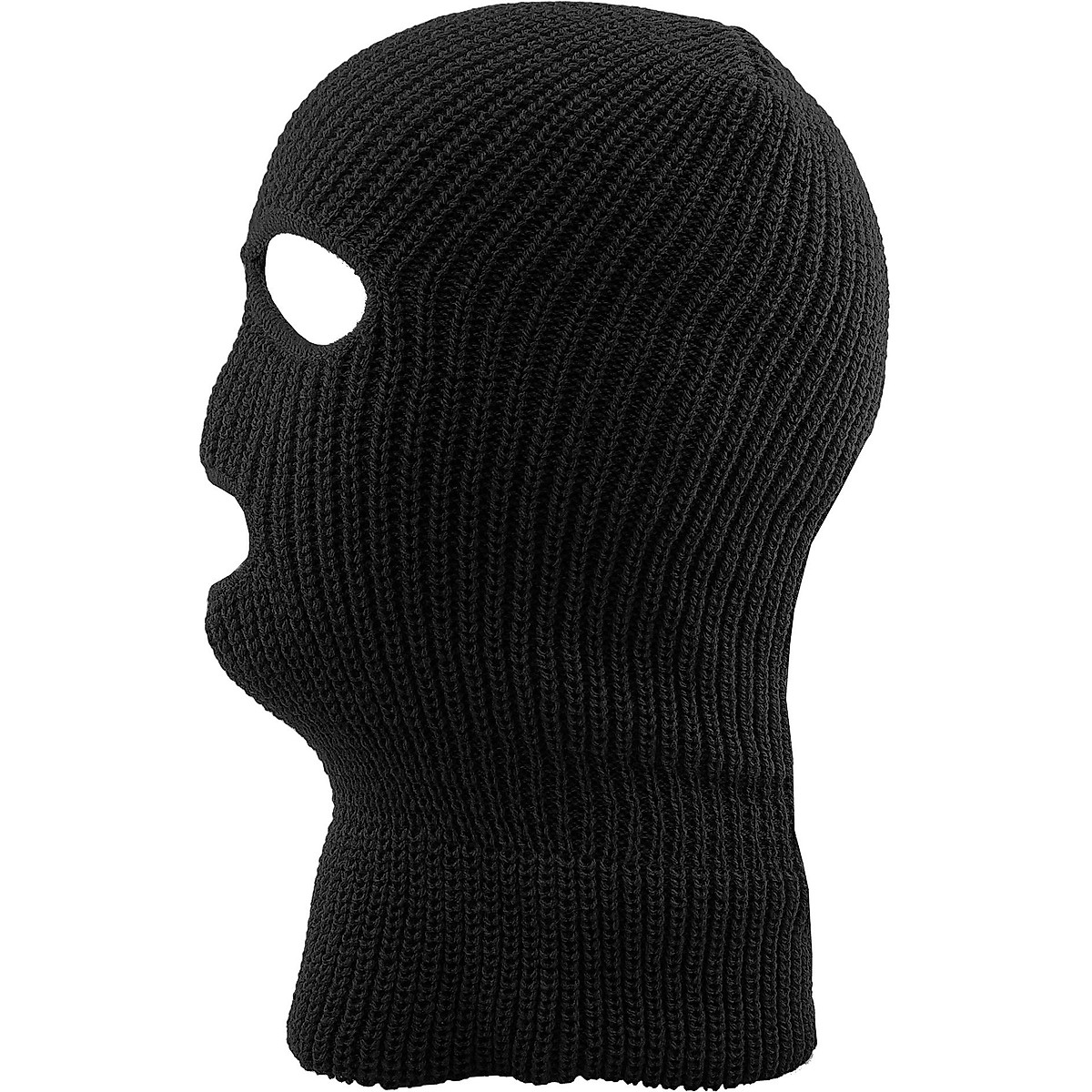 KBH-16 BLK Three Hole Mask Winter Knit Ski Hat Ribbed Beanie Balaclava
