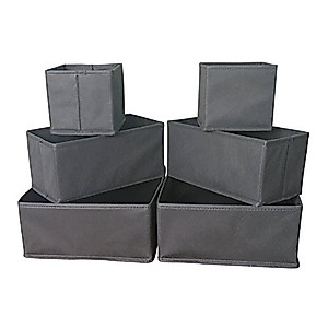 Sodynee® Foldable Cloth Storage Box Closet Dresser Drawer Organizer Cube Basket Bins Containers Divider with Drawers for Underwear, Bras, Socks, Ties, Scarves, 6 Pack, Black