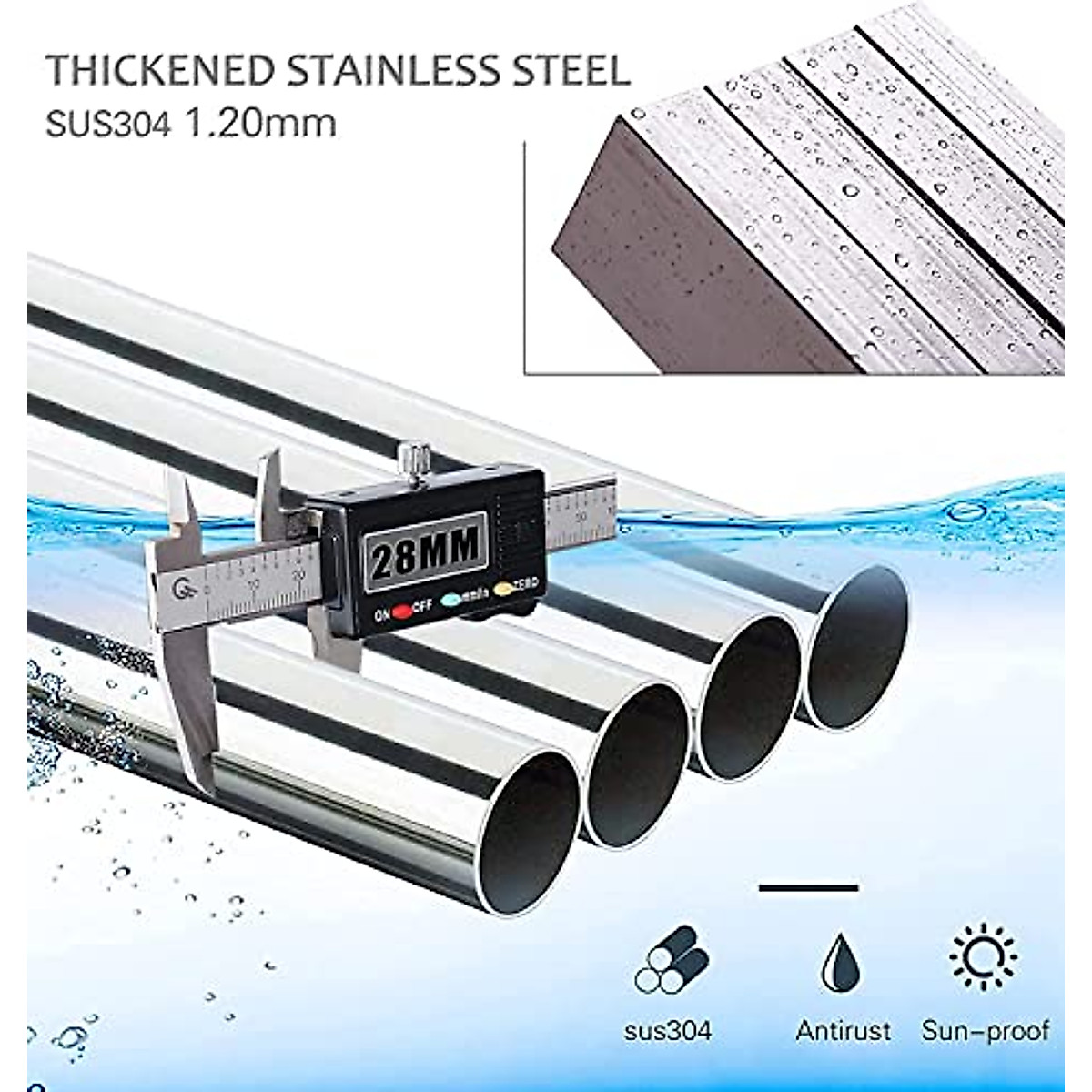 AUGMIRR Clothes Drying Racks Outdoor, 80 Inches Updated Version,Stainless Steel Laundry Drying Rack for Indoor Outdoor and The Balcony,Length Adjustable Saves Space,with Windproof Hooks(Silver02)