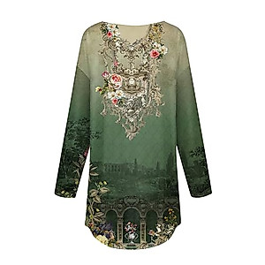 JJHAEVDY Christmas Fall Fashion Sweatshirts for Women Classic Shirts Fall Color Blocking Outfit Long Sleeve Tshirts Hot Pink Sweatshirt Sweatshirt(3-Army Green,Small)