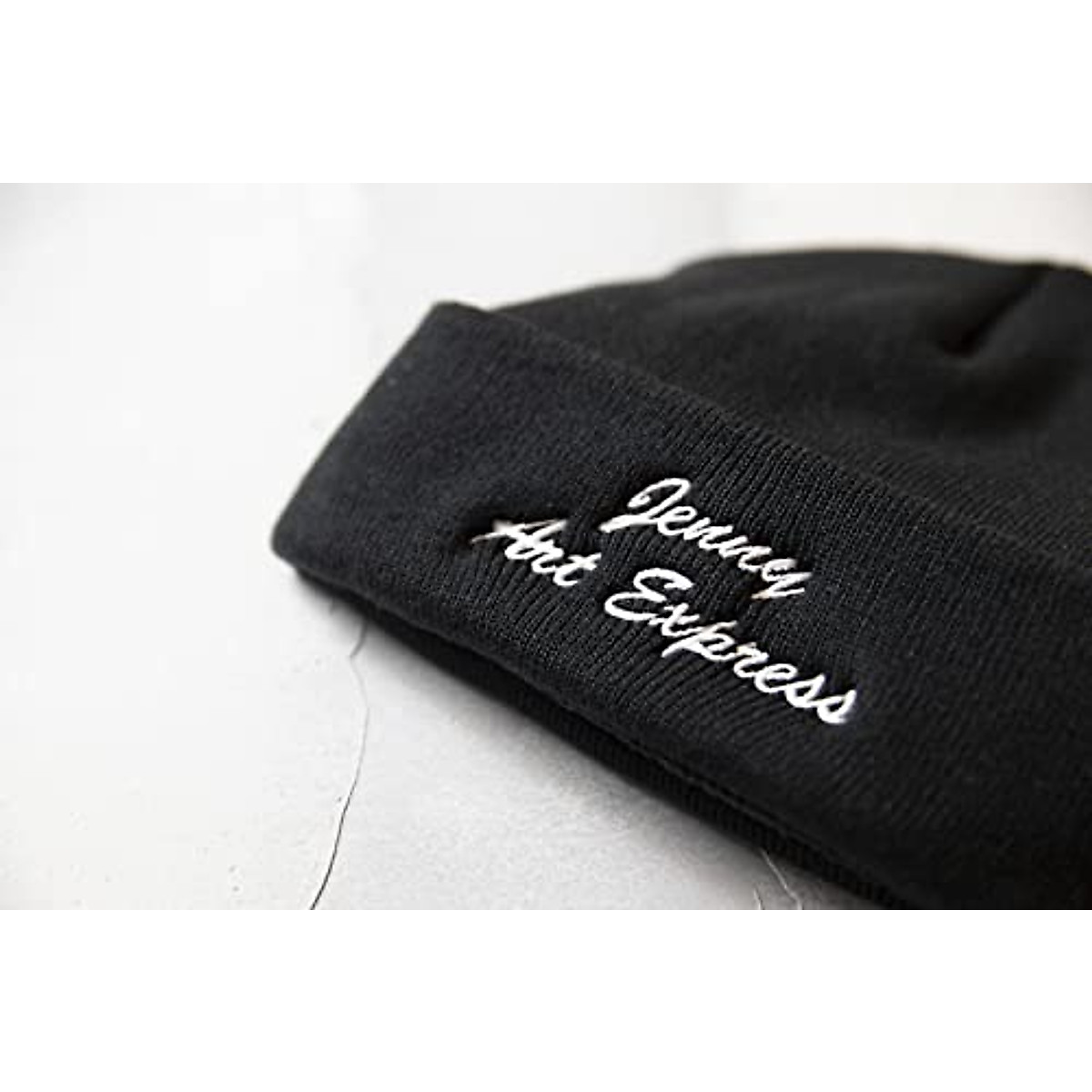Custom Embroidered Beanies - Add Your Text or Name - Personalized Winter Knit Cap Hats Black